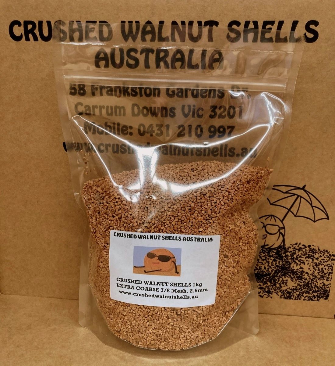 1kg $15 Extra Coarse 7/8 mesh 2.5mm Crushed Walnut Shells for Sandblasting, brass casing ...